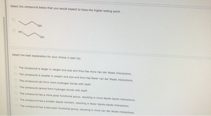 Solved Select the compound below that you would expect to | Chegg.com