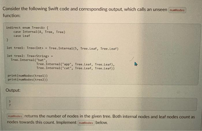Solved Consider the following Swift code and corresponding | Chegg.com