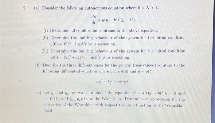 Solved (a) Consider the following autonomous equation where | Chegg.com