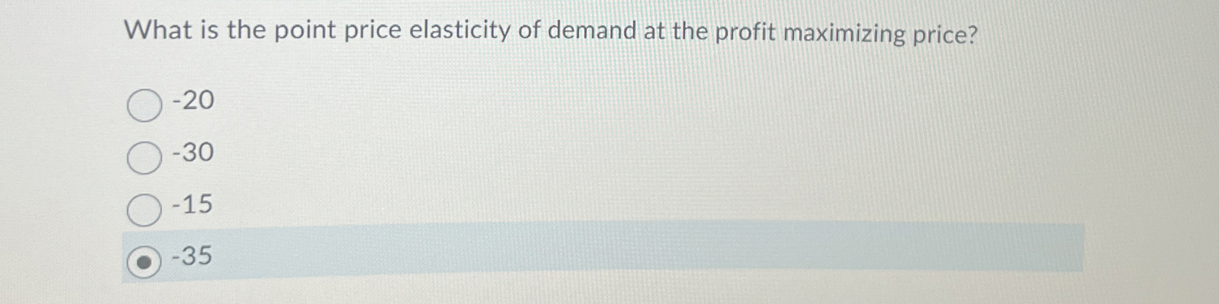 Solved What is the point price elasticity of demand at the | Chegg.com