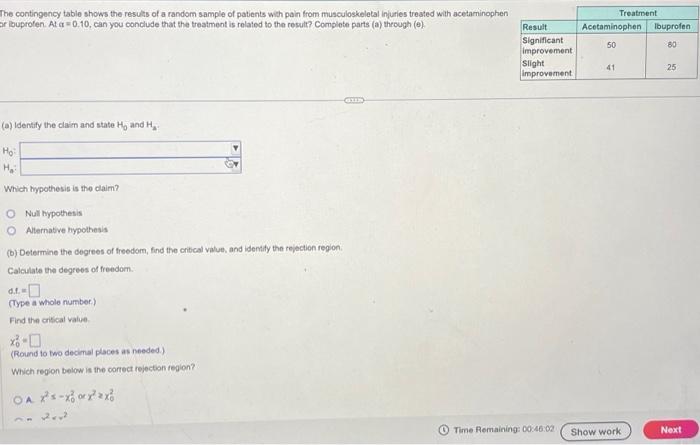 Solved The contingency table shows the results of a random | Chegg.com
