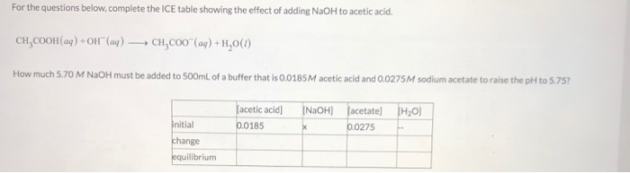 Solved For the questions below.complete the ICE table | Chegg.com