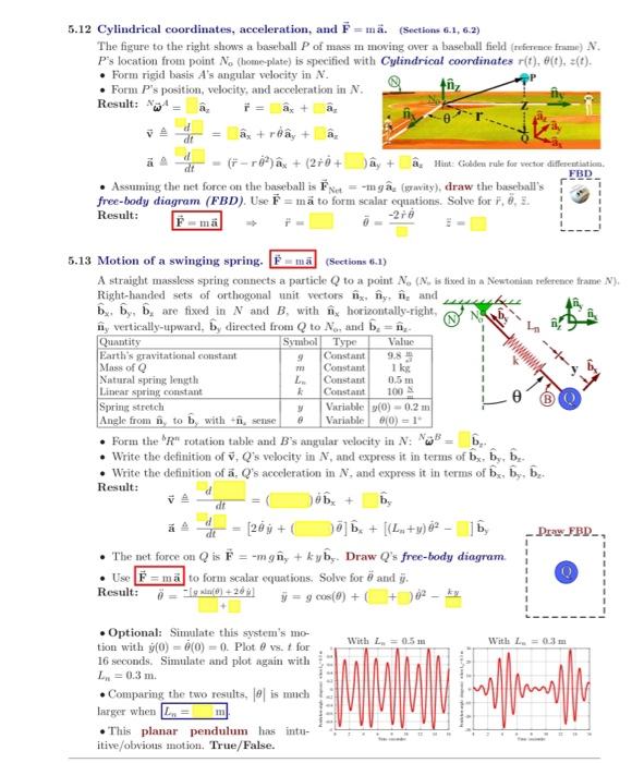 5 12 Cylindrical Coordinates Acceleration And F Ma
