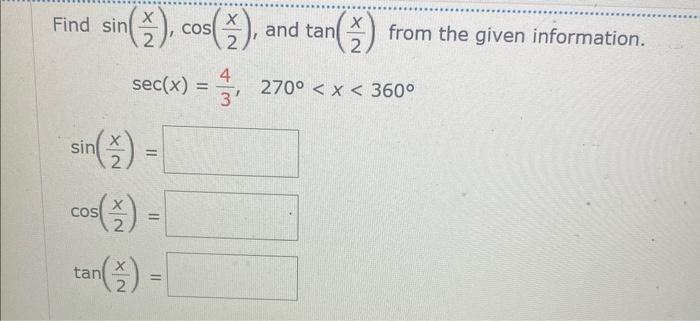 Solved Find sin(2x),cos(2x), and tan(2x) from the given | Chegg.com
