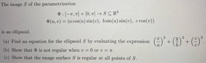 Solved The image S of the parametrization | Chegg.com