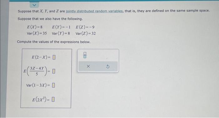 Solved Suppose that X,Y, and Z are jointly distributed | Chegg.com