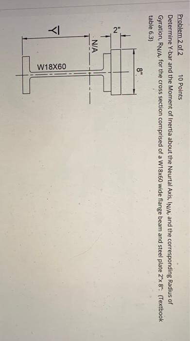 Solved Problem 2 of 2 10 Points Determine Y-bar and the | Chegg.com