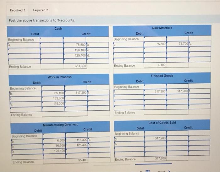 Solved Post the above transactions to T-accounts. | Chegg.com