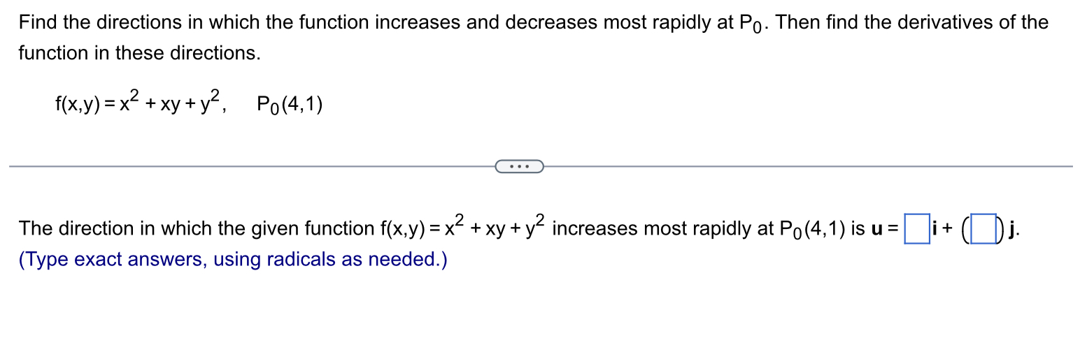 Solved Find the directions in which the function increases | Chegg.com