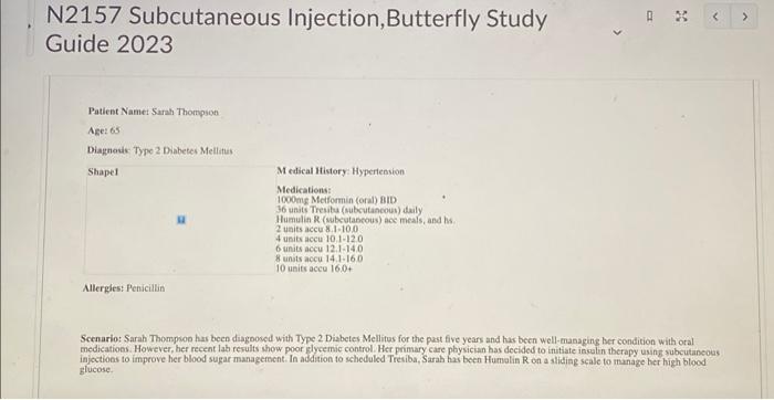 Solved N2157 Subcutaneous Injection,Butterfly Study Guide | Chegg.com