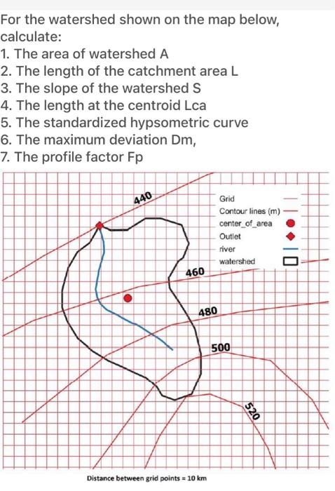 Solved For the watershed shown on the map below, calculate: | Chegg.com