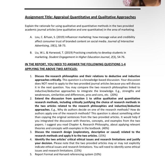 Assignment Title: Appraisal Quantitative and | Chegg.com