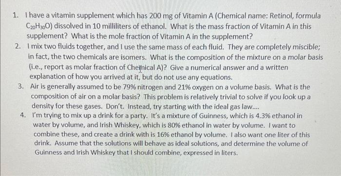 Solved 1. I have a vitamin supplement which has 200mg of | Chegg.com