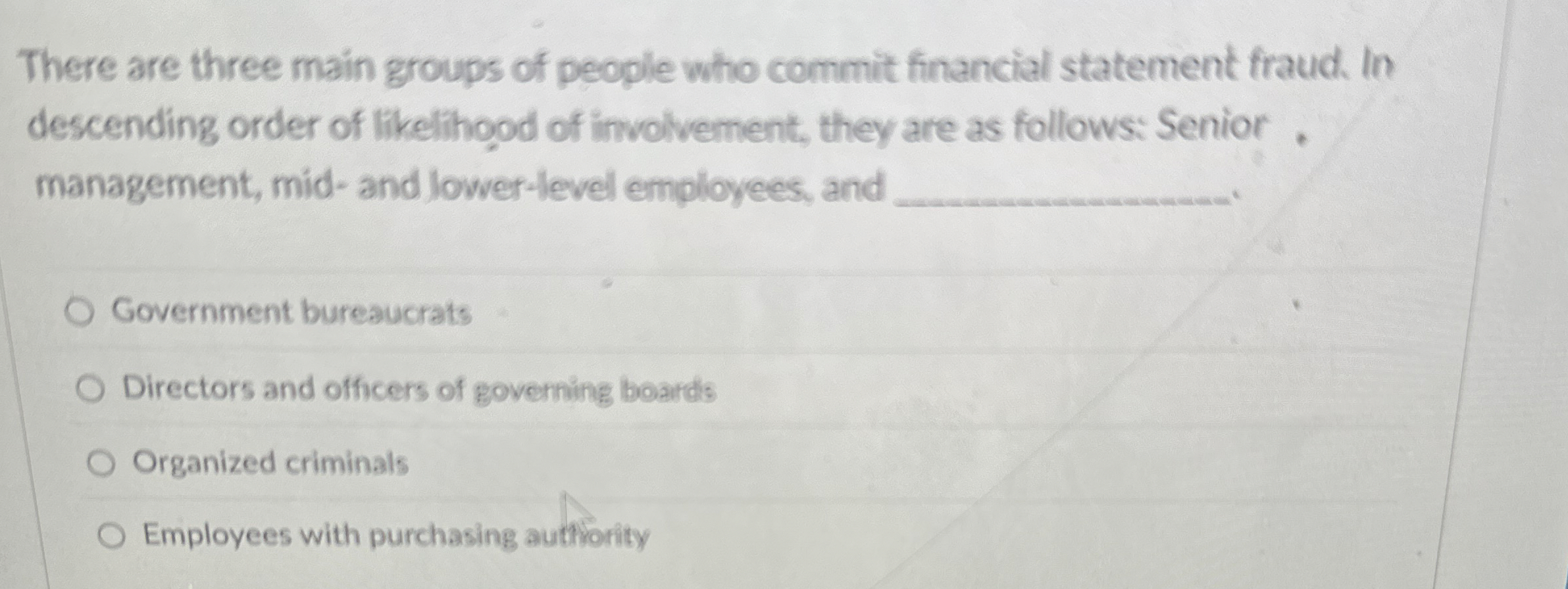 Solved There are three main groups of people who commit | Chegg.com