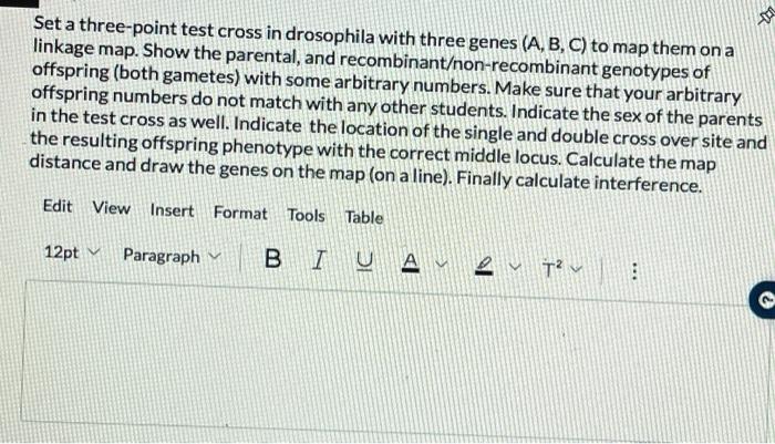 Solved Set a three-point test cross in drosophila with three | Chegg.com
