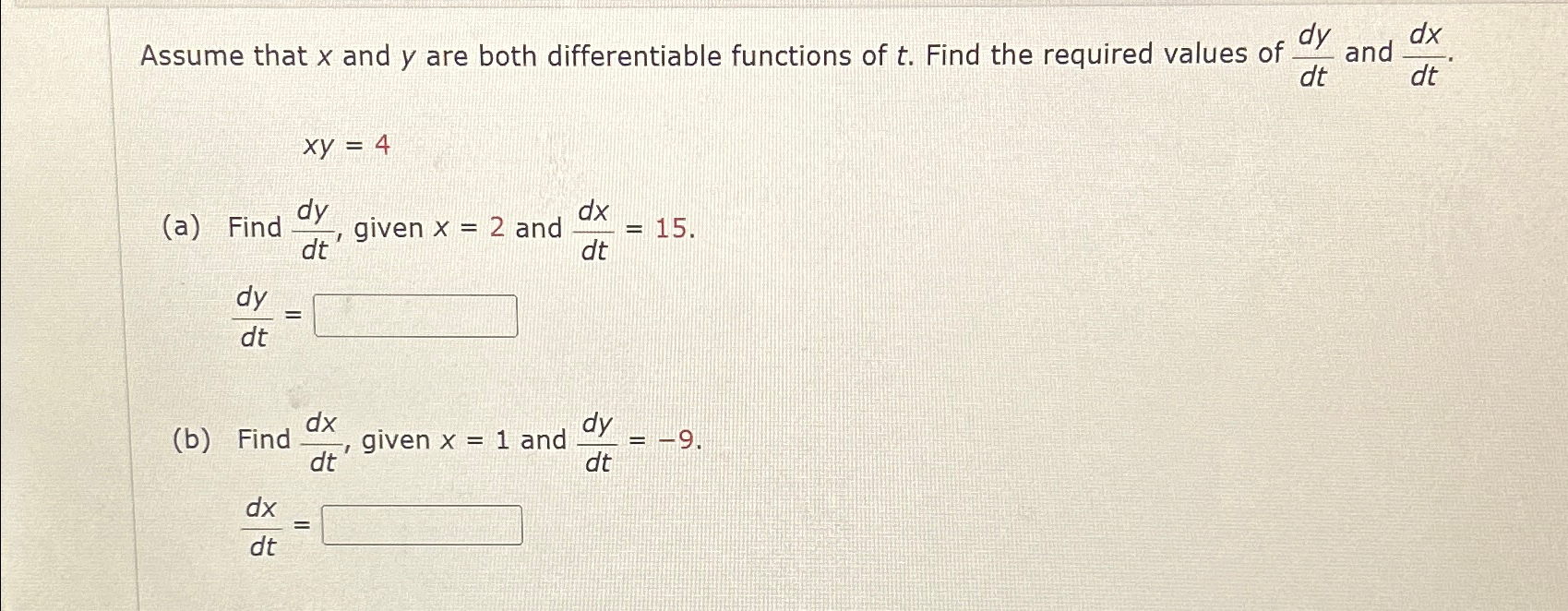 Solved Assume that x ﻿and y ﻿are both differentiable | Chegg.com