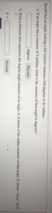 Solved Recall That An Angle Making A Full Rotation Measures
