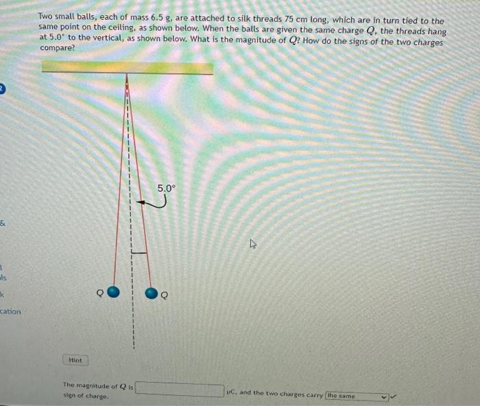 Solved Two small balls, each of mass 6.5 g, are attached to | Chegg.com