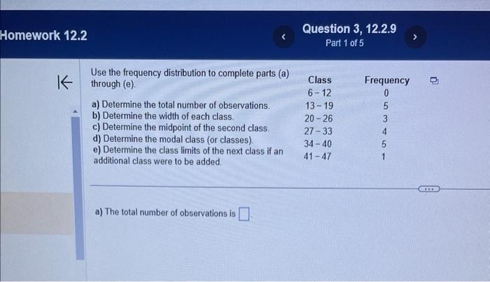 Solved Use the frequency distribution to complete parts (a) | Chegg.com