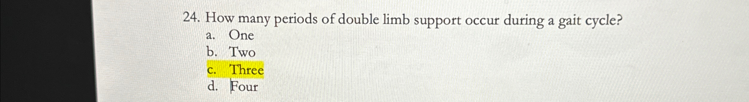 Solved How many periods of double limb support occur during | Chegg.com