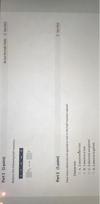 Solved Part 1 (1 point) See Periodic Table See Hint Balance | Chegg.com