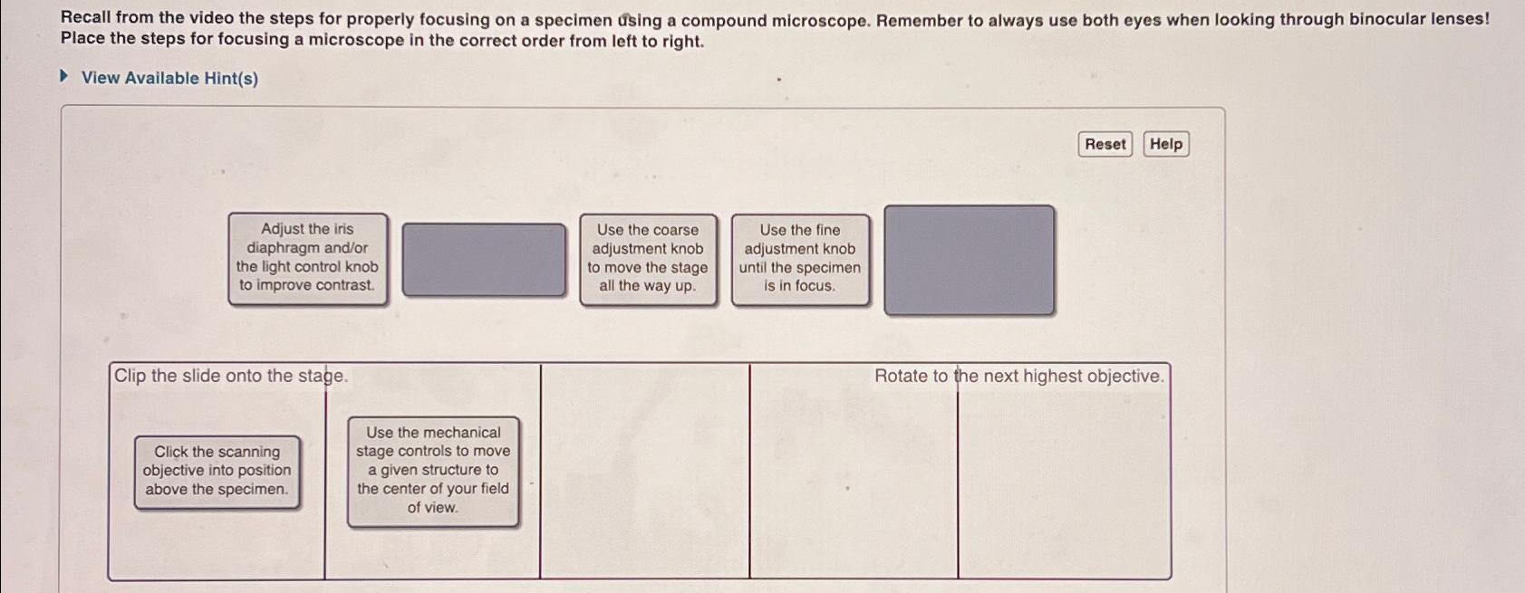 Solved Recall from the video the steps for properly focusing | Chegg.com