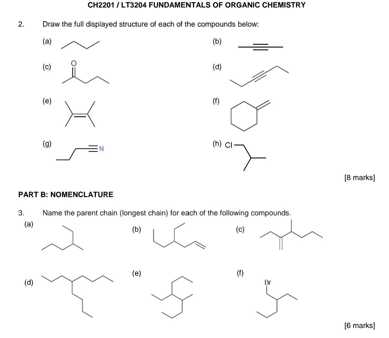 Solved 1. Draw the skeleton formula (bond lines) of each of | Chegg.com
