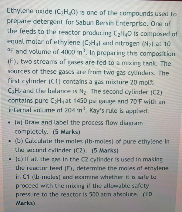 Solved Ethylene oxide (C2H40) is one of the compounds used | Chegg.com