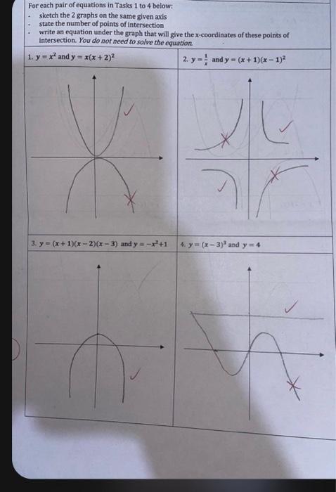 Solved For each pair of equations in Tasks 1 to 4 below: - | Chegg.com