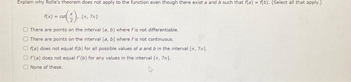 Solved Explain why Rolle's theorem does not apply to the | Chegg.com