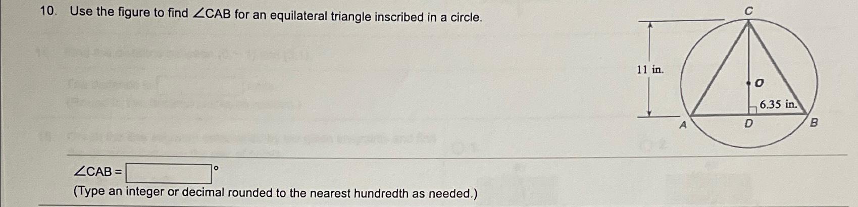 Solved •Use the figure to find ??CAB ﻿for an equilateral | Chegg.com