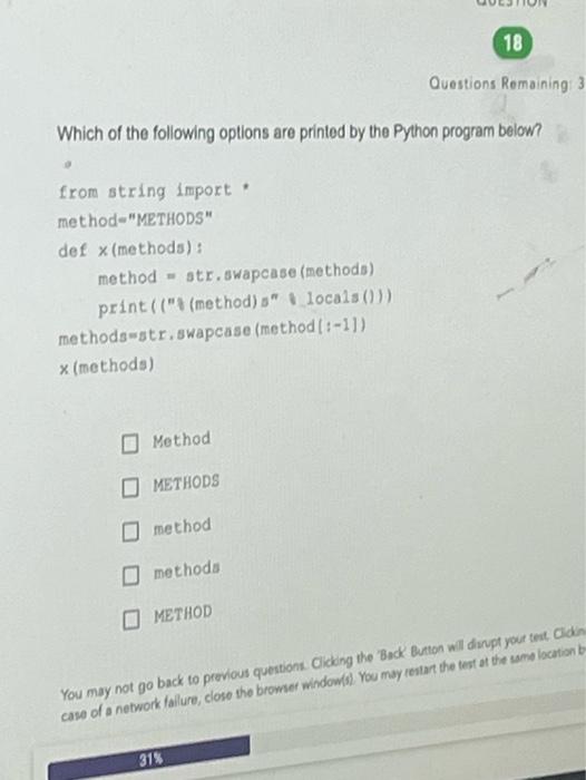 Solved Questions Remaining: 3 Which of the following options | Chegg.com