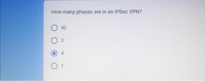 Solved How many phases are in an IPSec VPN? 42 2 4 1 | Chegg.com