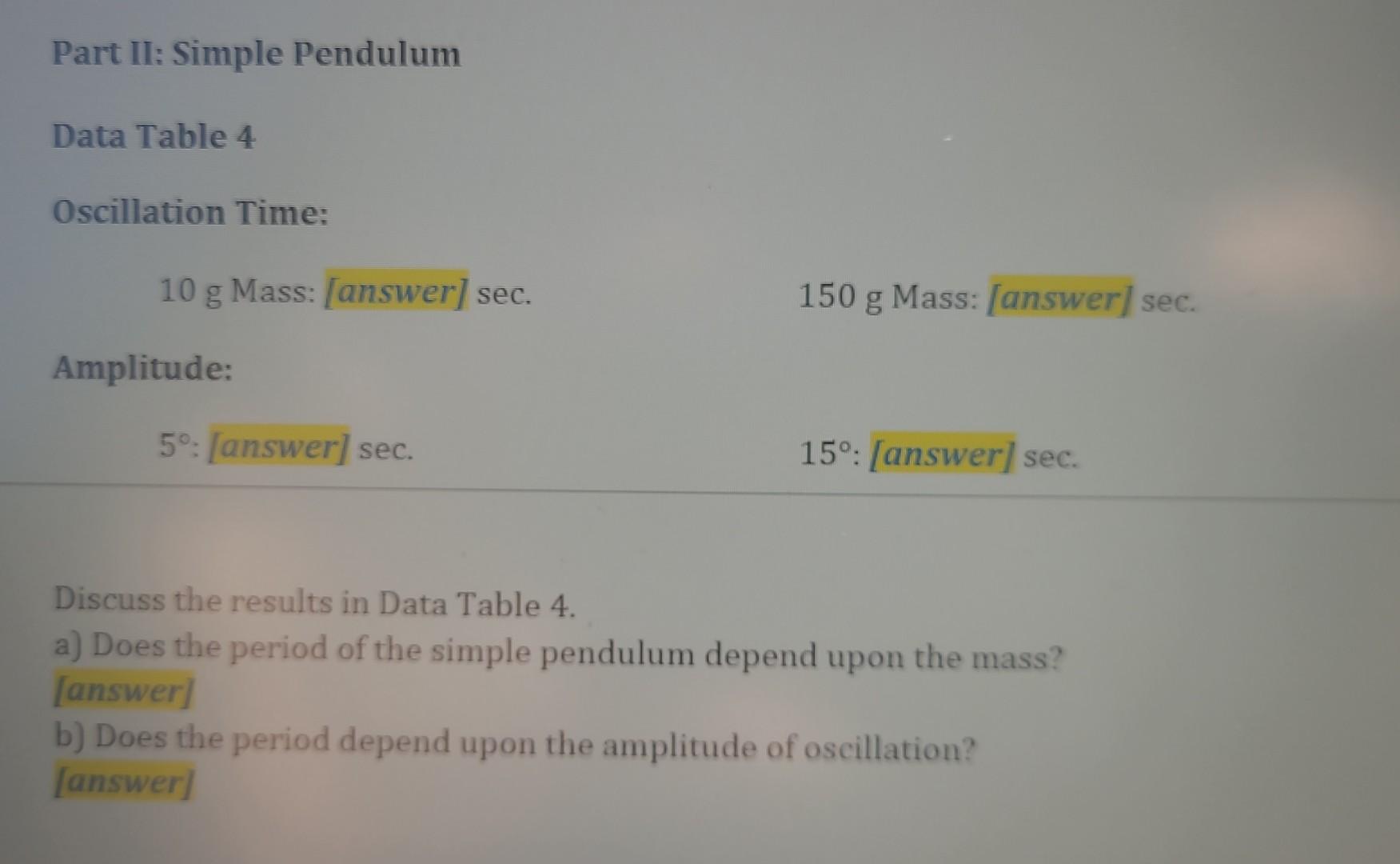 16. Go to the PhET web page and choose the Pendulum | Chegg.com