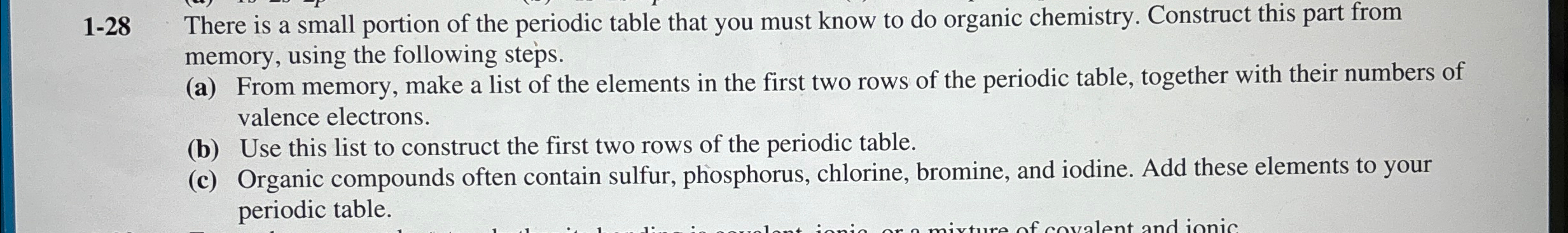 Solved 1-28 ﻿There is a small portion of the periodic table | Chegg.com