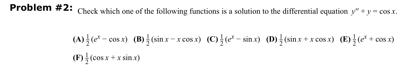 Solved Problem # 2: Check which one of the following | Chegg.com