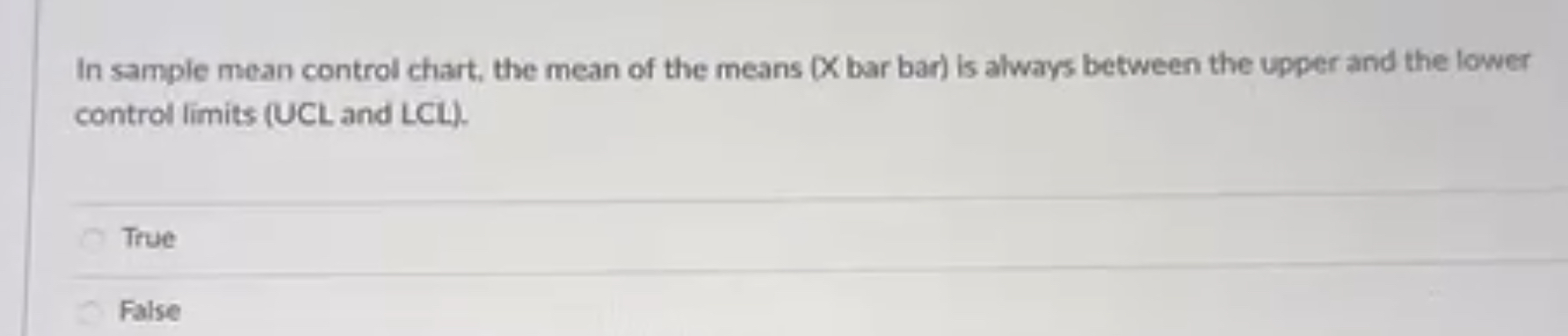 Solved In sample mean control chart, the mean of the means | Chegg.com