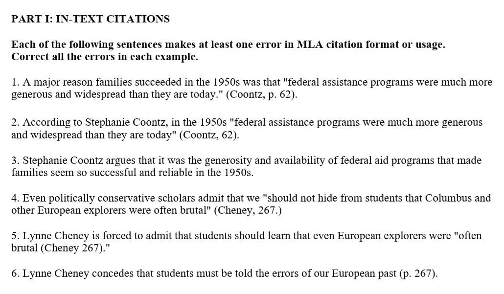 This week we are going to practice in-text citations | Chegg.com