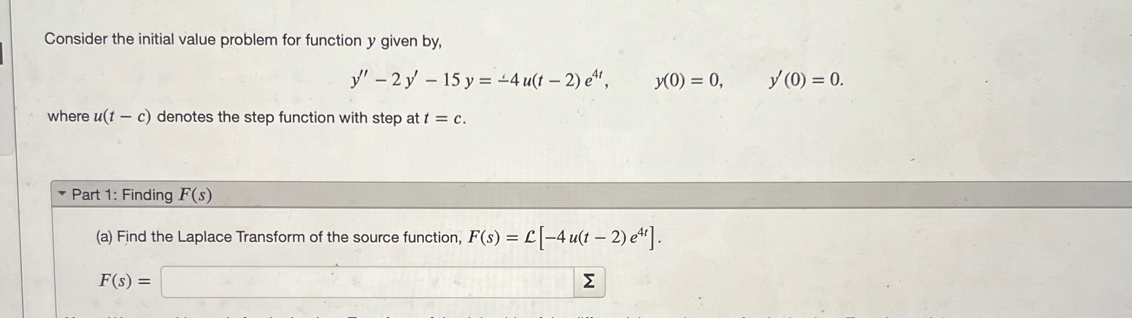 Solved Consider the initial value problem for function y | Chegg.com