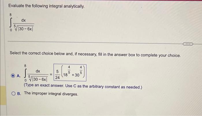 Solved Evaluate the following integral analytically. | Chegg.com