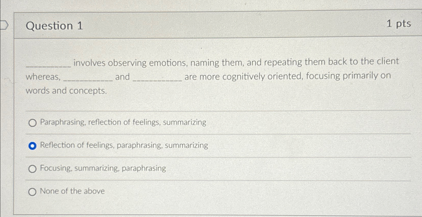 Solved Question 11ptsinvolves observing emotions, naming | Chegg.com