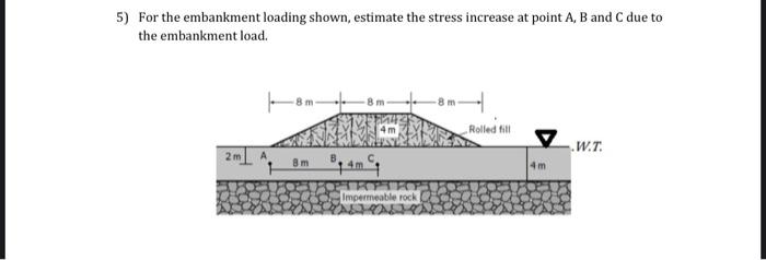 Solved 5) For the embankment loading shown, estimate the | Chegg.com
