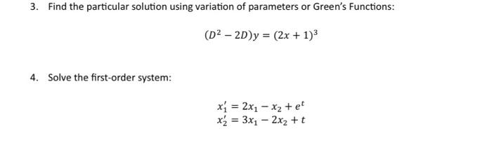 Solved 3 Find The Particular Solution Using Variation Of 0657