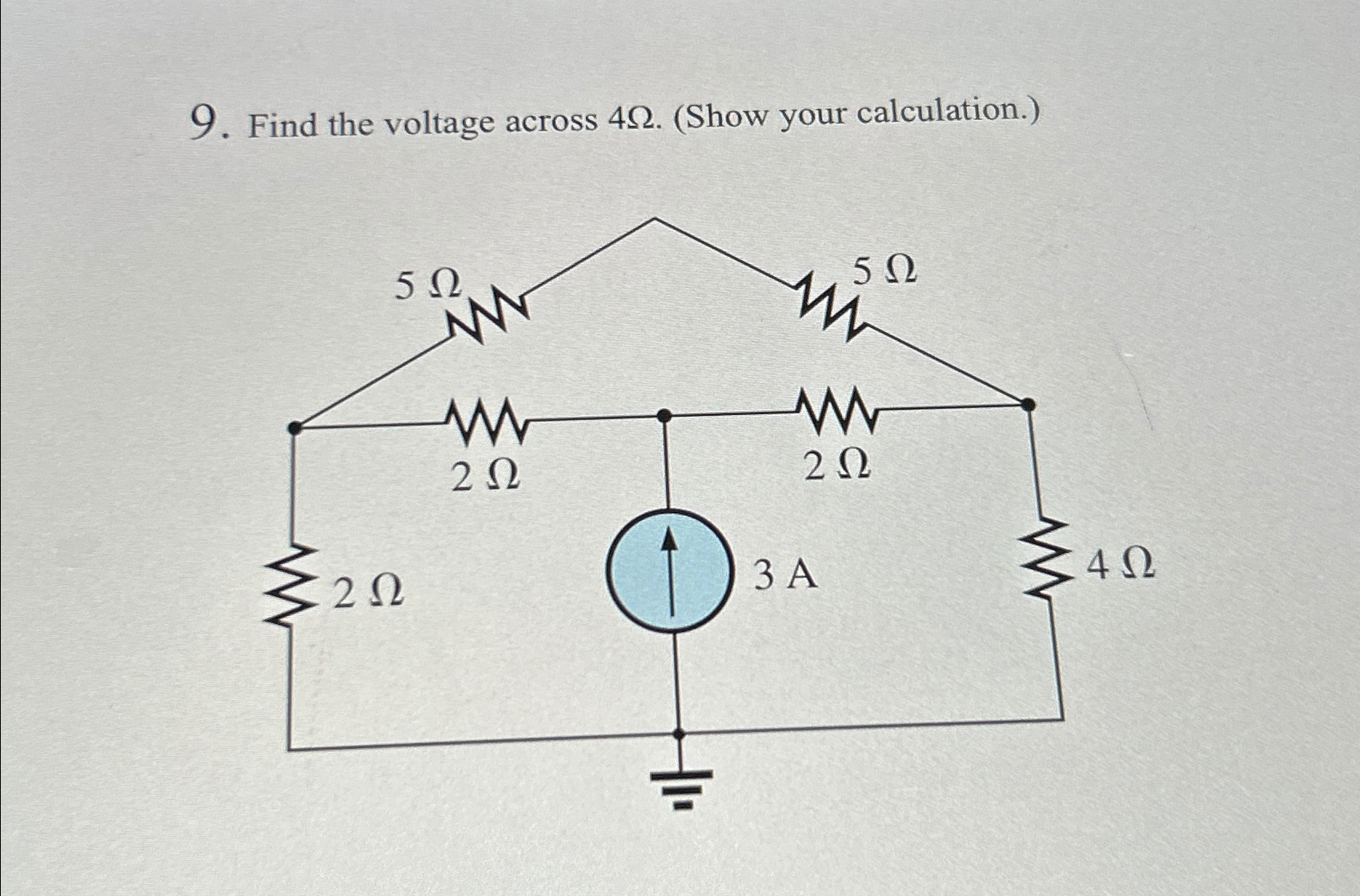 Find the voltage across 4Ω. (Show your calculation.) | Chegg.com
