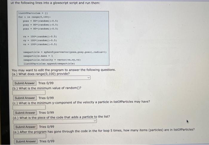 Solved ut the following lines into a glowscript script and | Chegg.com