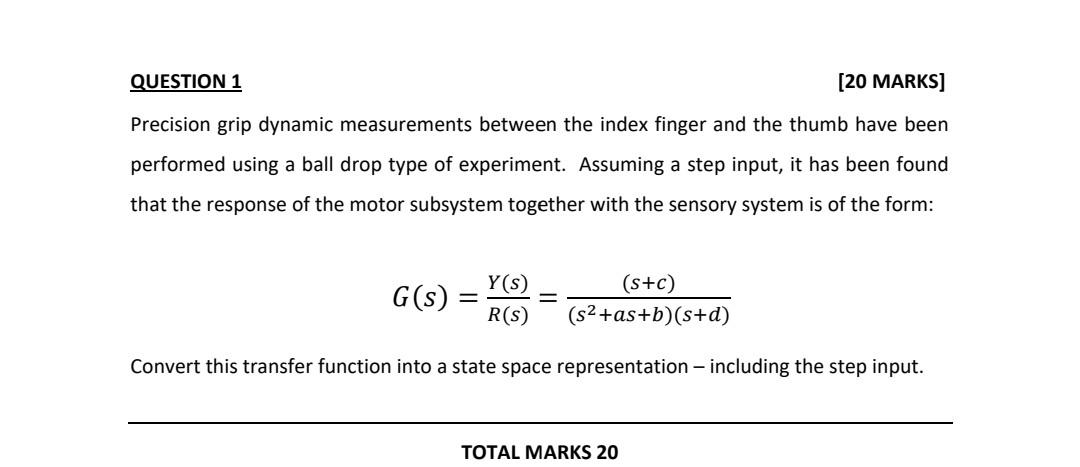 Solved QUESTION 1 [20 MARKS] Precision grip dynamic | Chegg.com