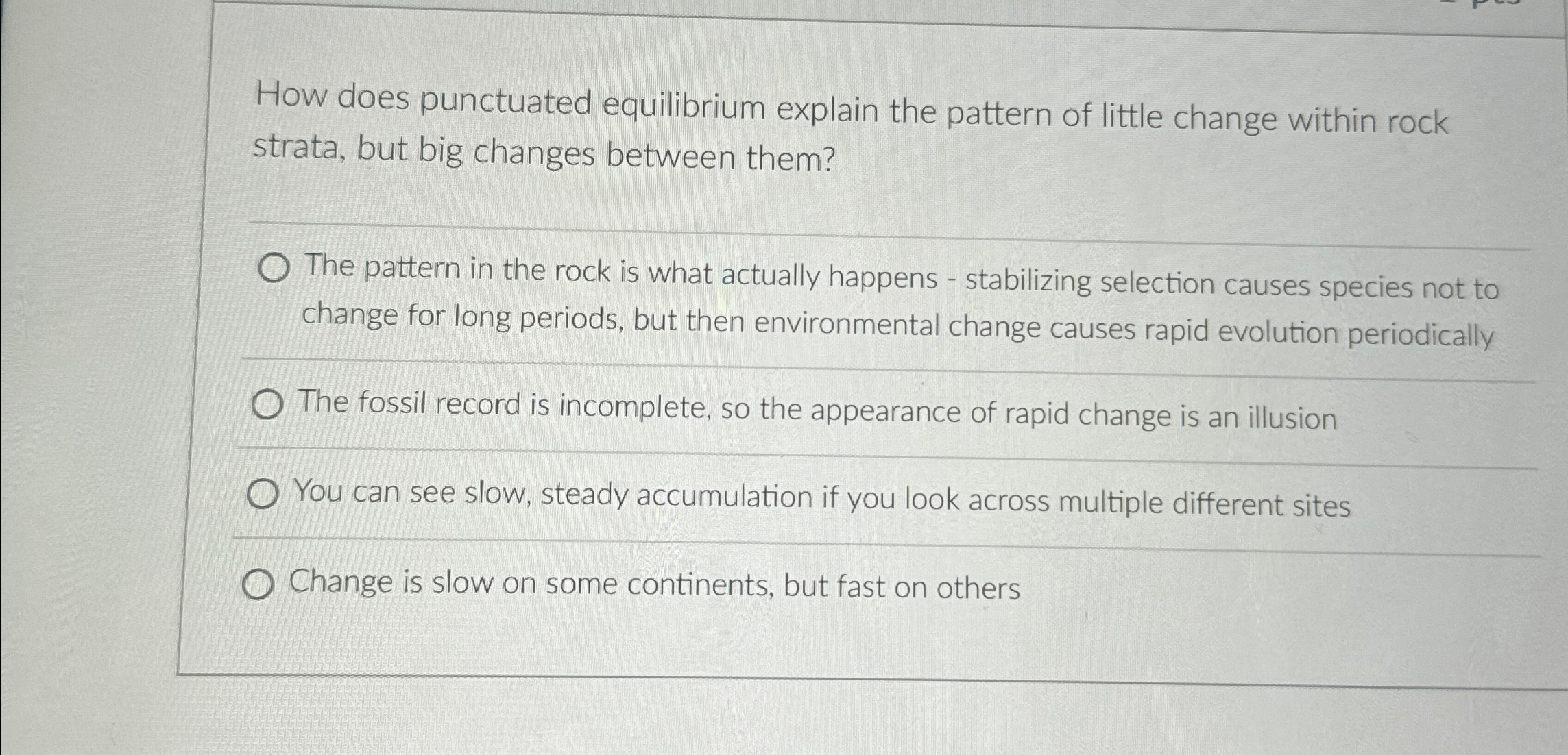 Solved How does punctuated equilibrium explain the pattern | Chegg.com