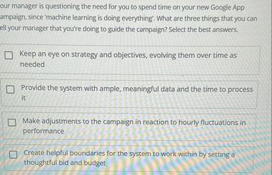 Solved our manager is questioning the need for you to spend | Chegg.com