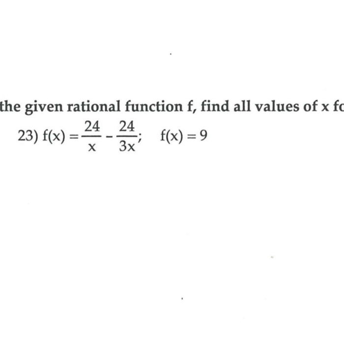 Solved the given rational function f, find all values of x | Chegg.com