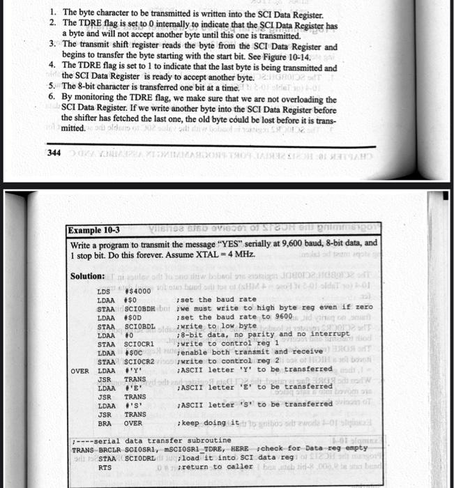 Solved Write a HCS12 program to transfer serially the letter | Chegg.com